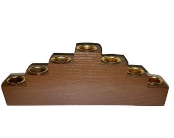 Traditional Brown Wooden Kinara With Gold Finish | Etsy