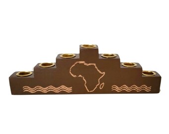 Traditional Brown Wooden Kinara With Gold Finish | Etsy