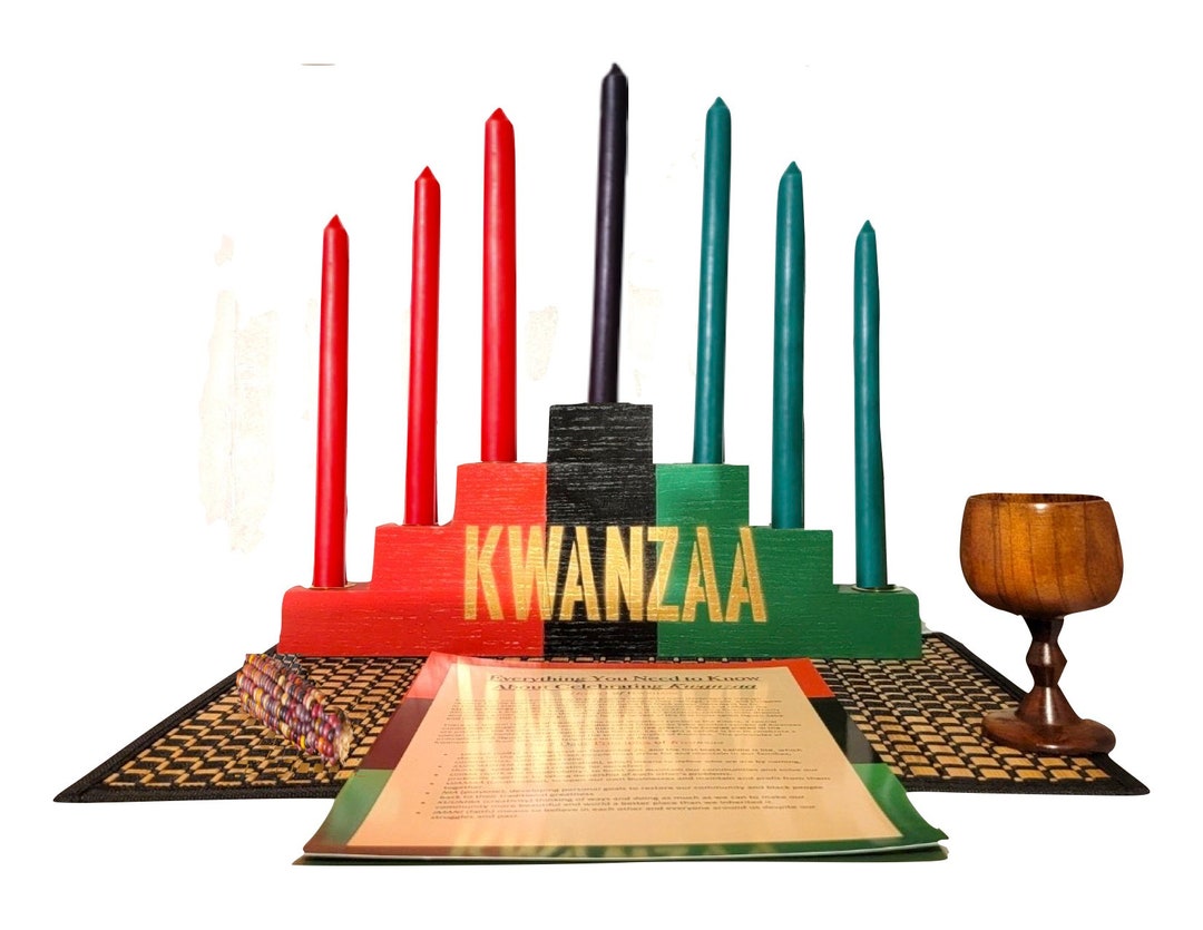 Kwanzaa Kinara Candles Included traditional 7 Mishumaa Saba Candles ...