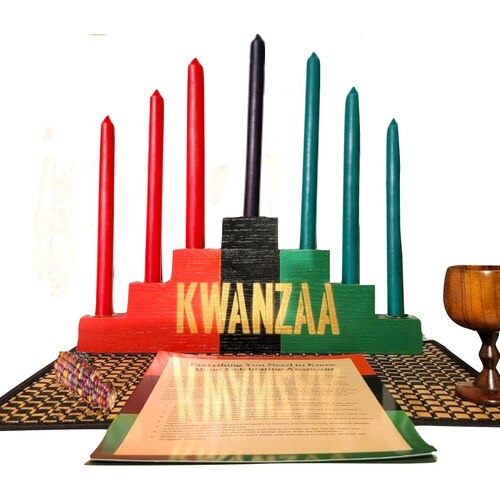 Colors of Africa Wooden Pyramid Kinara With Gold Finish - Etsy