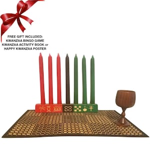 Kwanzaa Kinara - Engraved "seven Principles" of Kwanzaa Kinara ...
