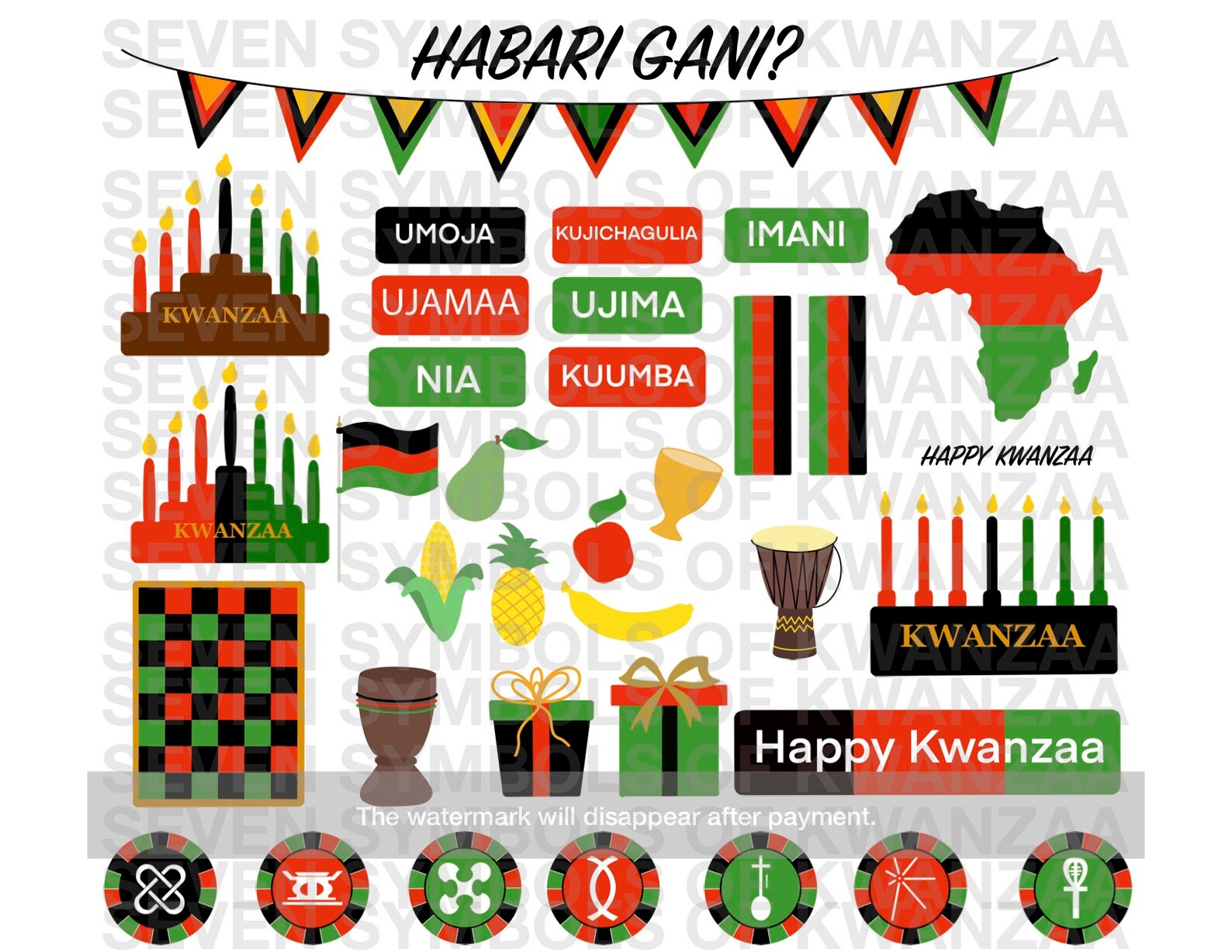 Kwanzaa Clip Art, Heritage Clipart, African Holiday Clipart, Custom ...