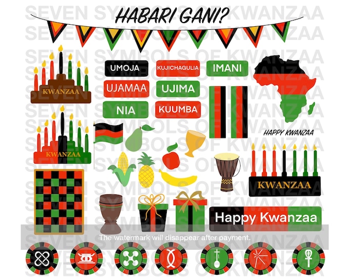 Kwanzaa Clip Art, Heritage Clipart, African Holiday Clipart, Custom ...