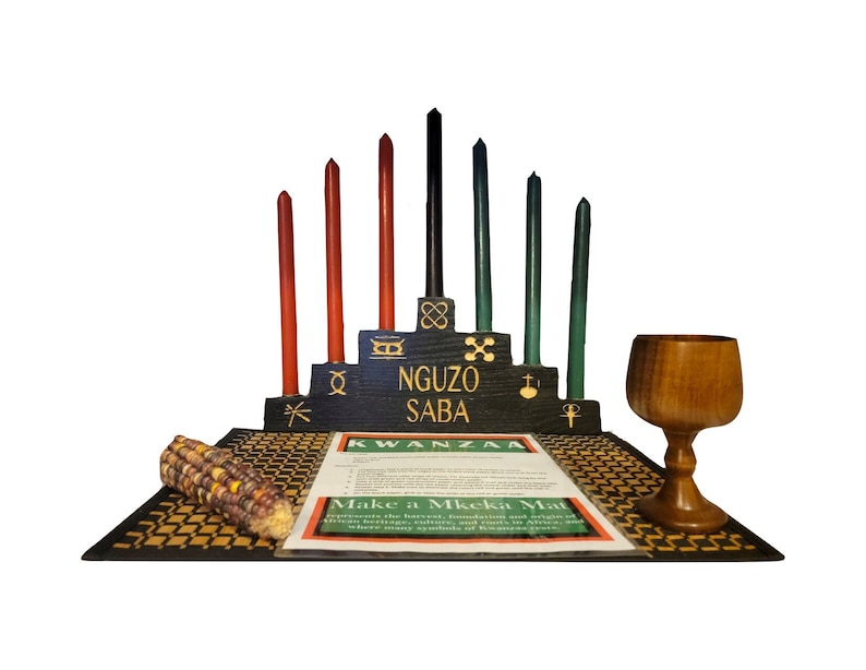 Kwanzaa Kinara Celebration Set Hand Engraved Nguzo Saba - Etsy