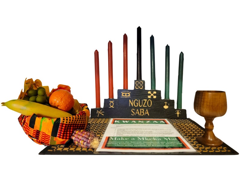Kwanzaa Kinara Celebration Set Hand Engraved Nguzo Saba - Etsy