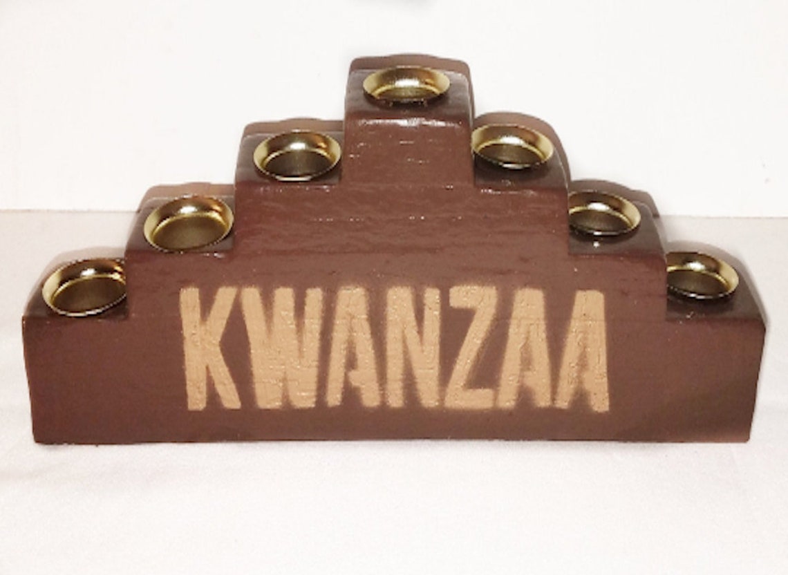 Traditional Brown Wooden Kinara With Gold Finish - Etsy