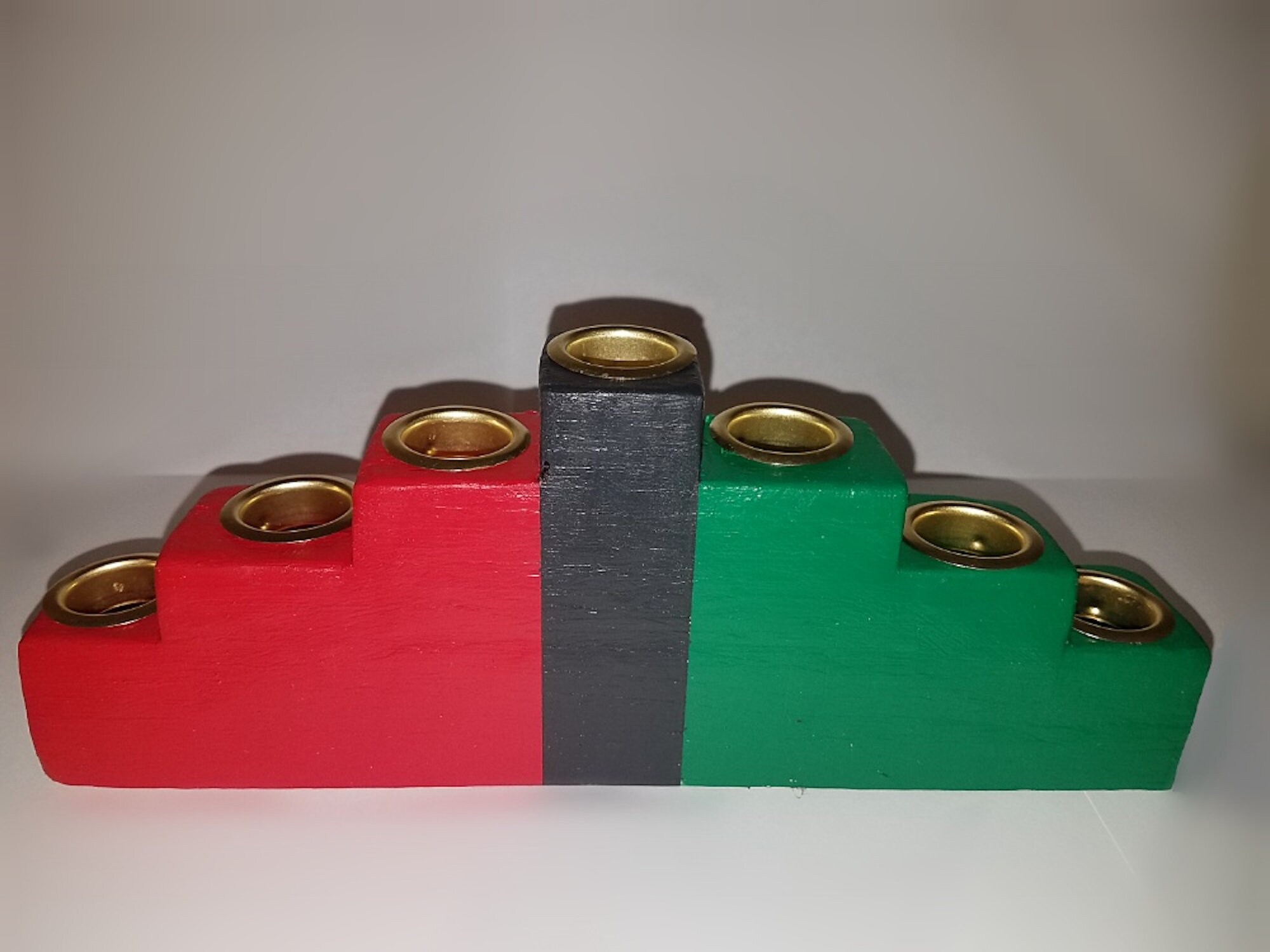 Colors of Africa Wooden Pyramid Kinara With Gold Finish | Etsy