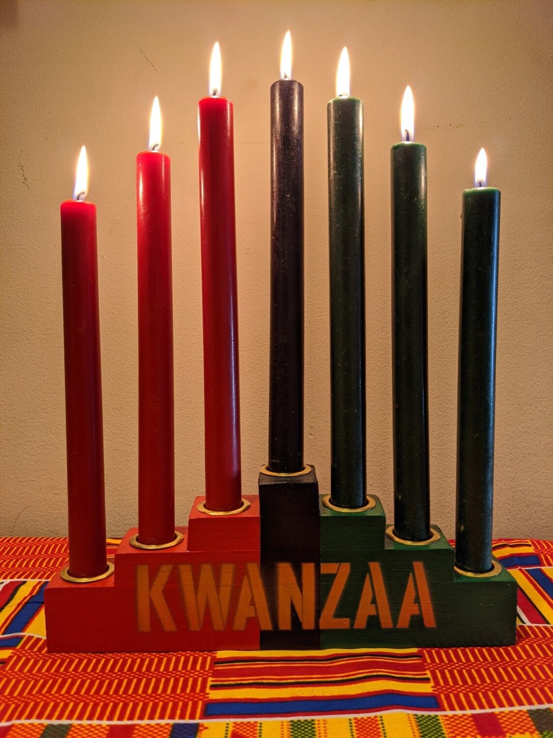 Kwanzaa Kinara- Candles Included -traditional- 7 Mishumaa Saba Candles ...
