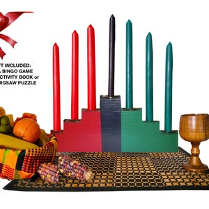 Colors of Africa Wooden Pyramid Kinara With Gold Finish - Etsy