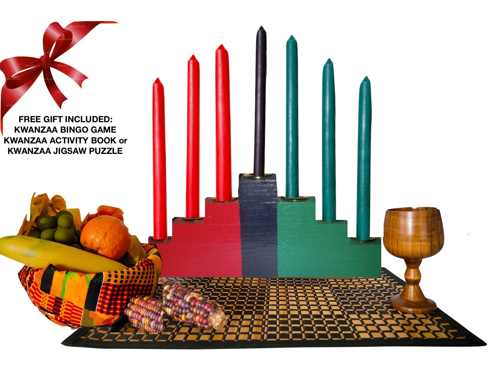 Colors of Africa Wooden Pyramid Kinara With Gold Finish - Etsy