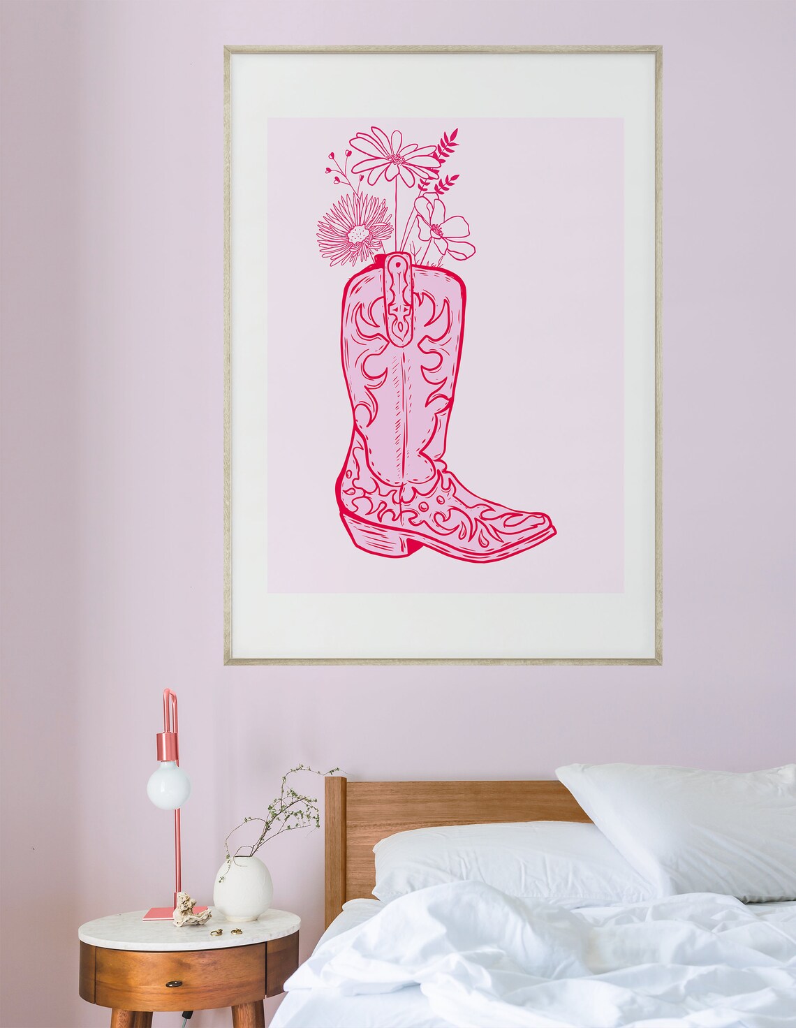 Pink Cowgirl Boots Wall Art, Cute Western Wall Art, Cute Cowgirl Wall ...