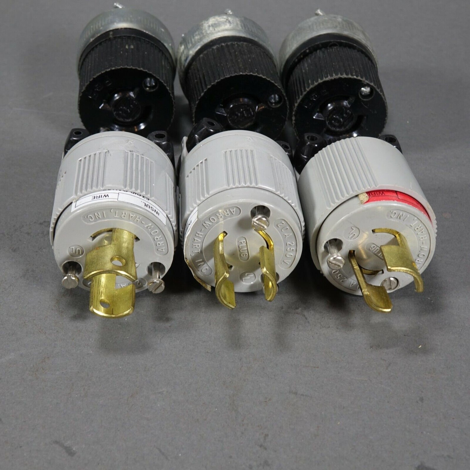 3 Arrow Hart Twist Lock Male Plugs 20A 250V & 3 Female Twist Lock Plugs ...