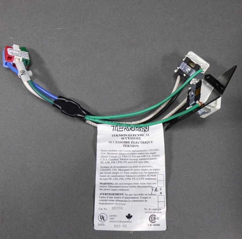 Teknion Electrical Modular Wire 1201-014 Outlet Cable Part ED33A - Etsy