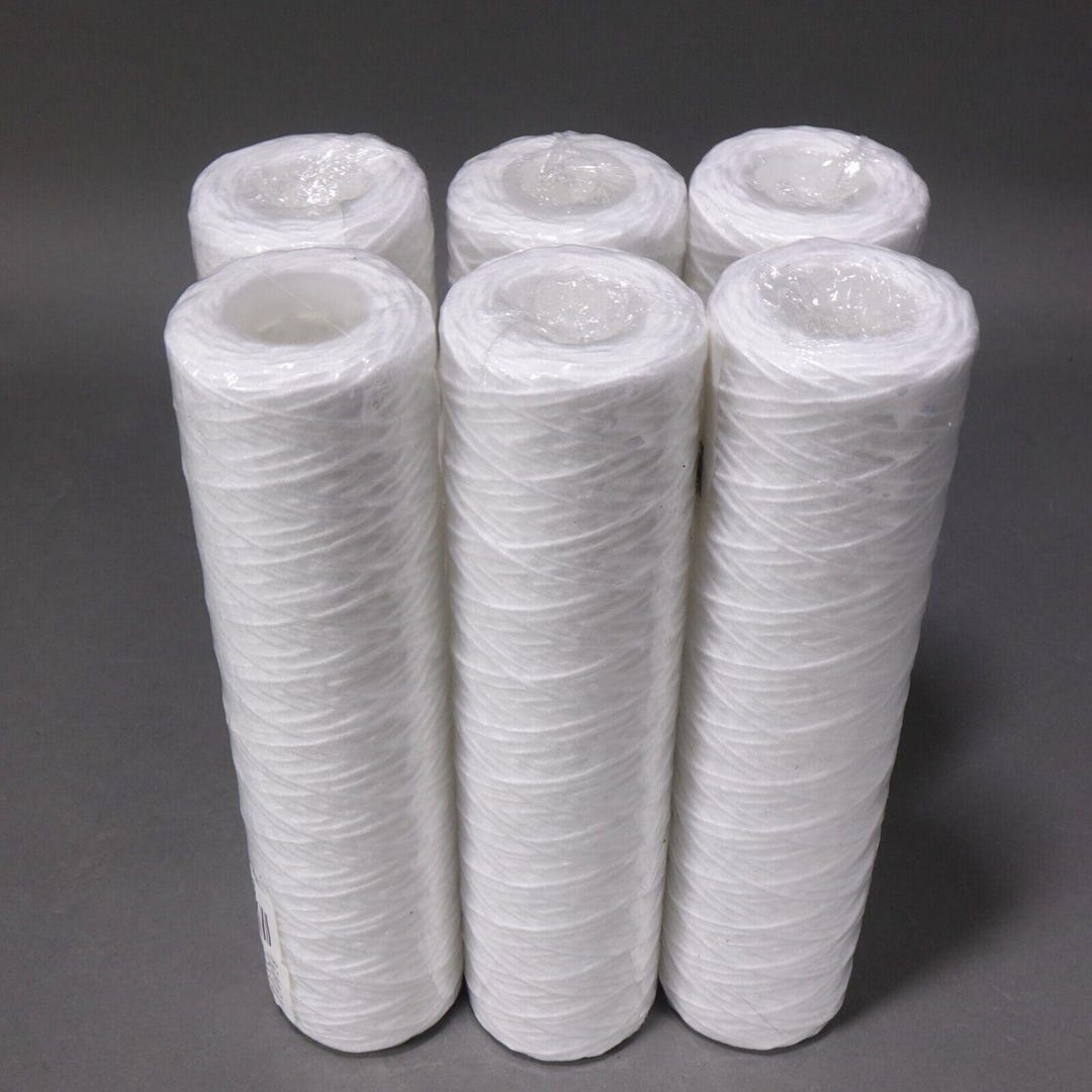 10" X 2.5" String Wound Water Filter Cartridge 20 Micron Pack of 6 ...