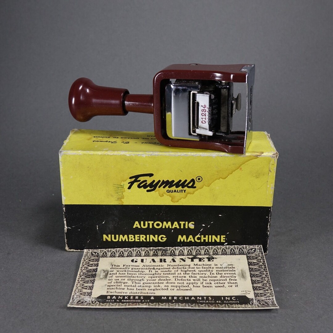 Vintage ~ Model A ~ FAYMUS Automatic Numbering Machine ~ Japan W/box ...
