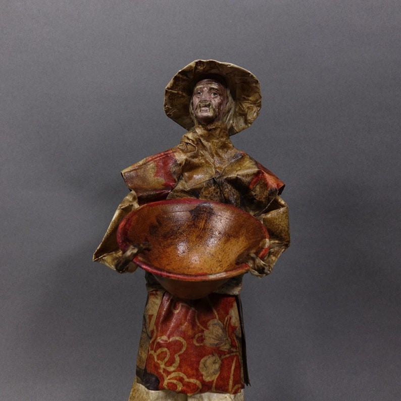 Vintage Paper Mache Man With Bowl Figurine From Mexico 13" by 4" - Etsy