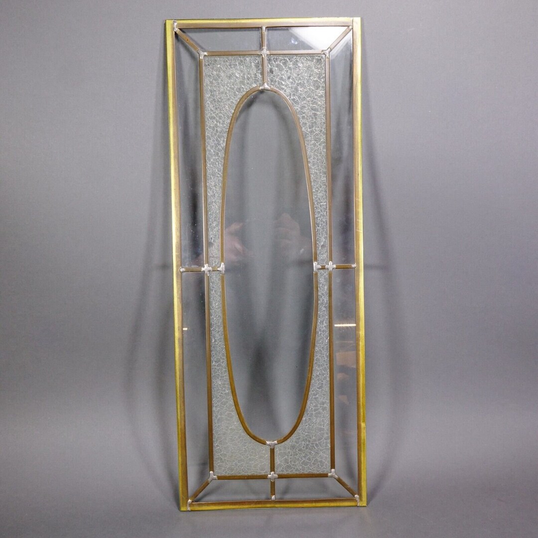 10 In.by 25 In. Glass With Leaded Overlay W/ Brass Cover Window Pane ...
