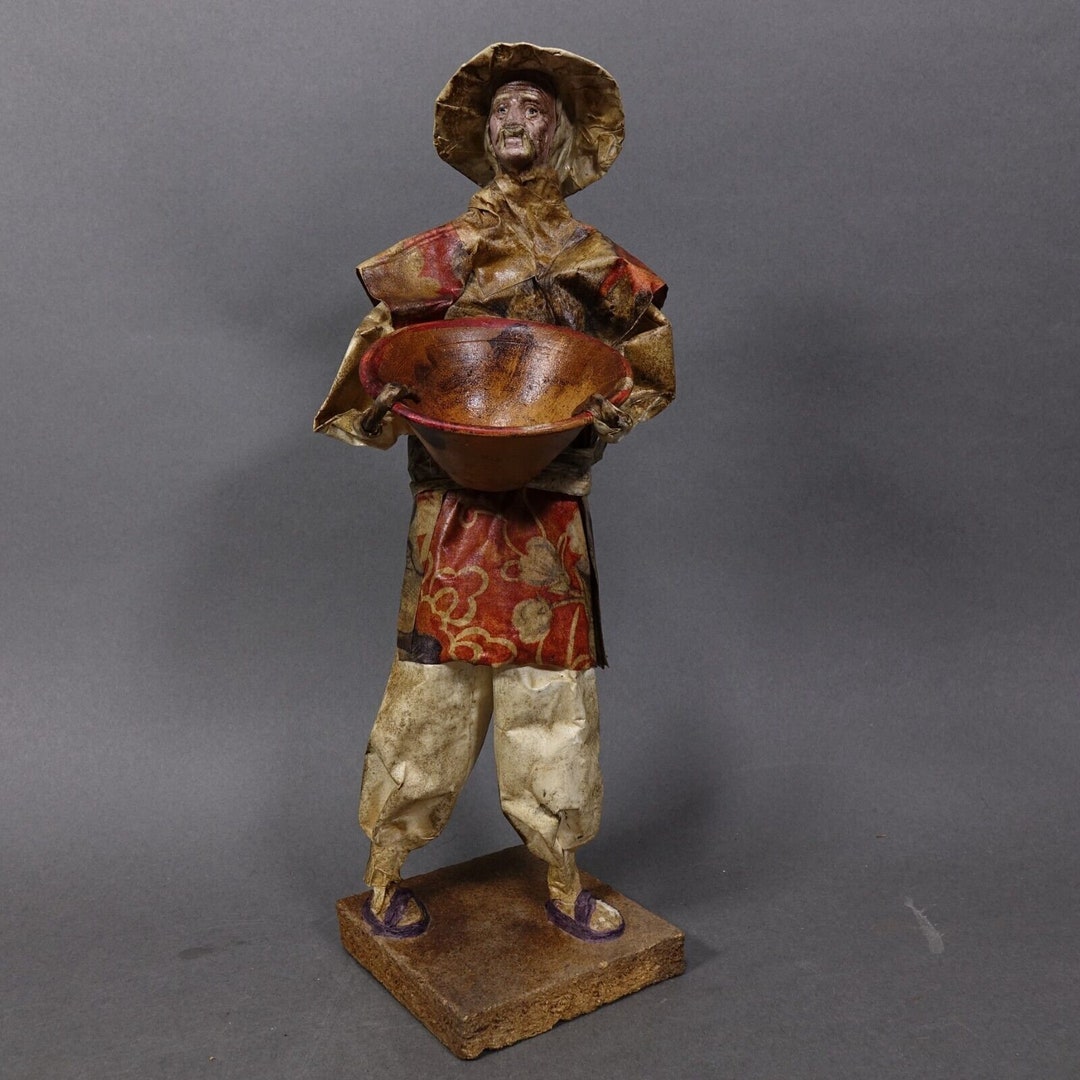 Vintage Paper Mache Man With Bowl Figurine From Mexico 13" by 4" - Etsy