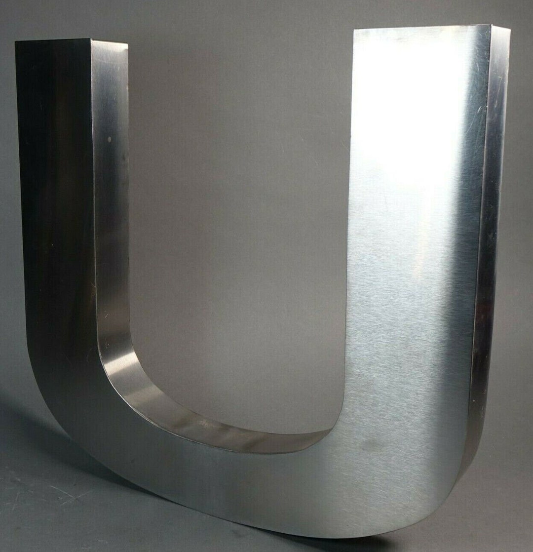 Stainless Steel Huge 18 Inch Tall 3D Marquee Letter Sign "u" Vintage ...
