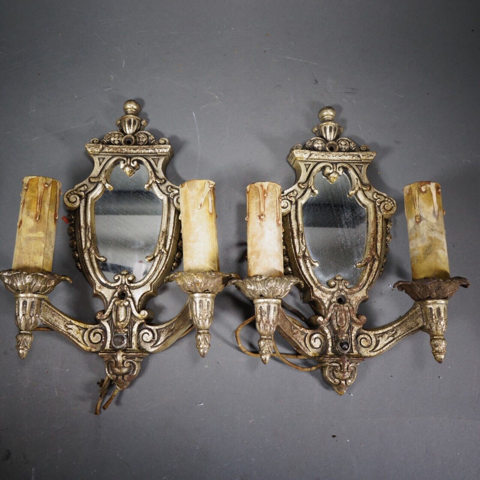 Rare Antique Polychrome Double Candle Mirror Sconces Lot A - Etsy
