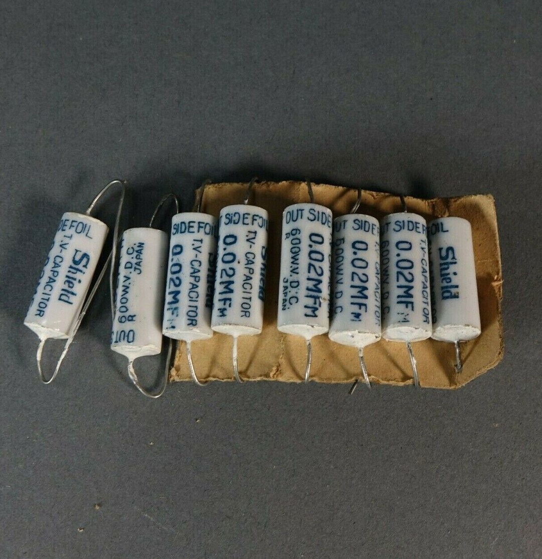 Lot of 8 - NOS Shield Porcelain Capacitor 0.02MFM 600 W.d.c. Japan NEW ...