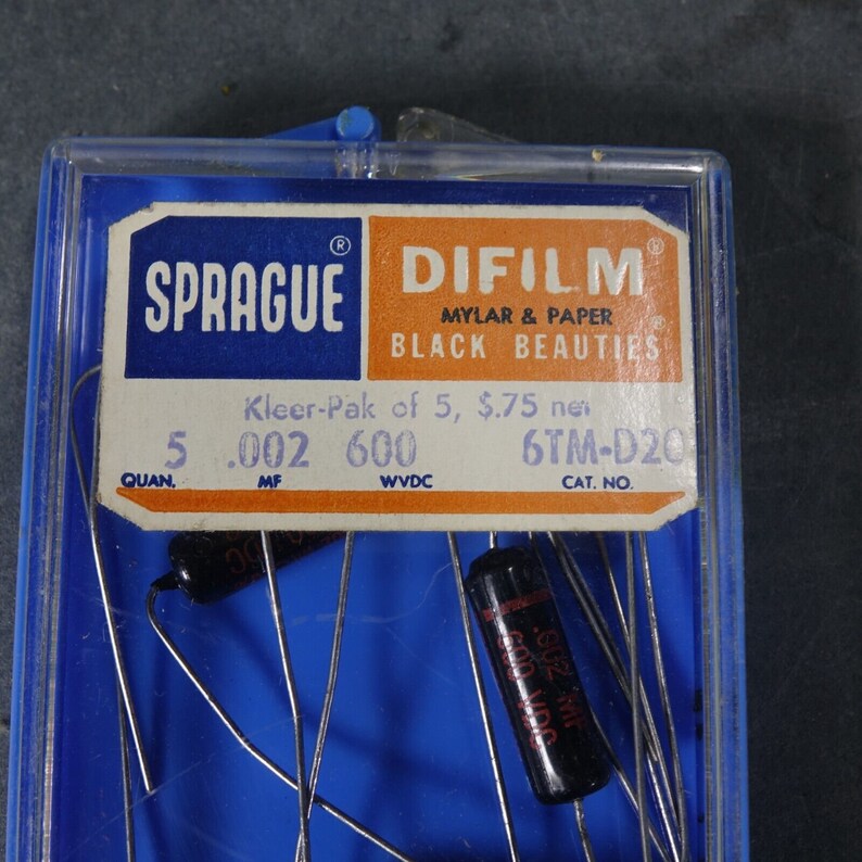 Vintage Sprague 6TM-D20 BLACK BEAUTY Capacitor .002MF 600VDC Quantity ...