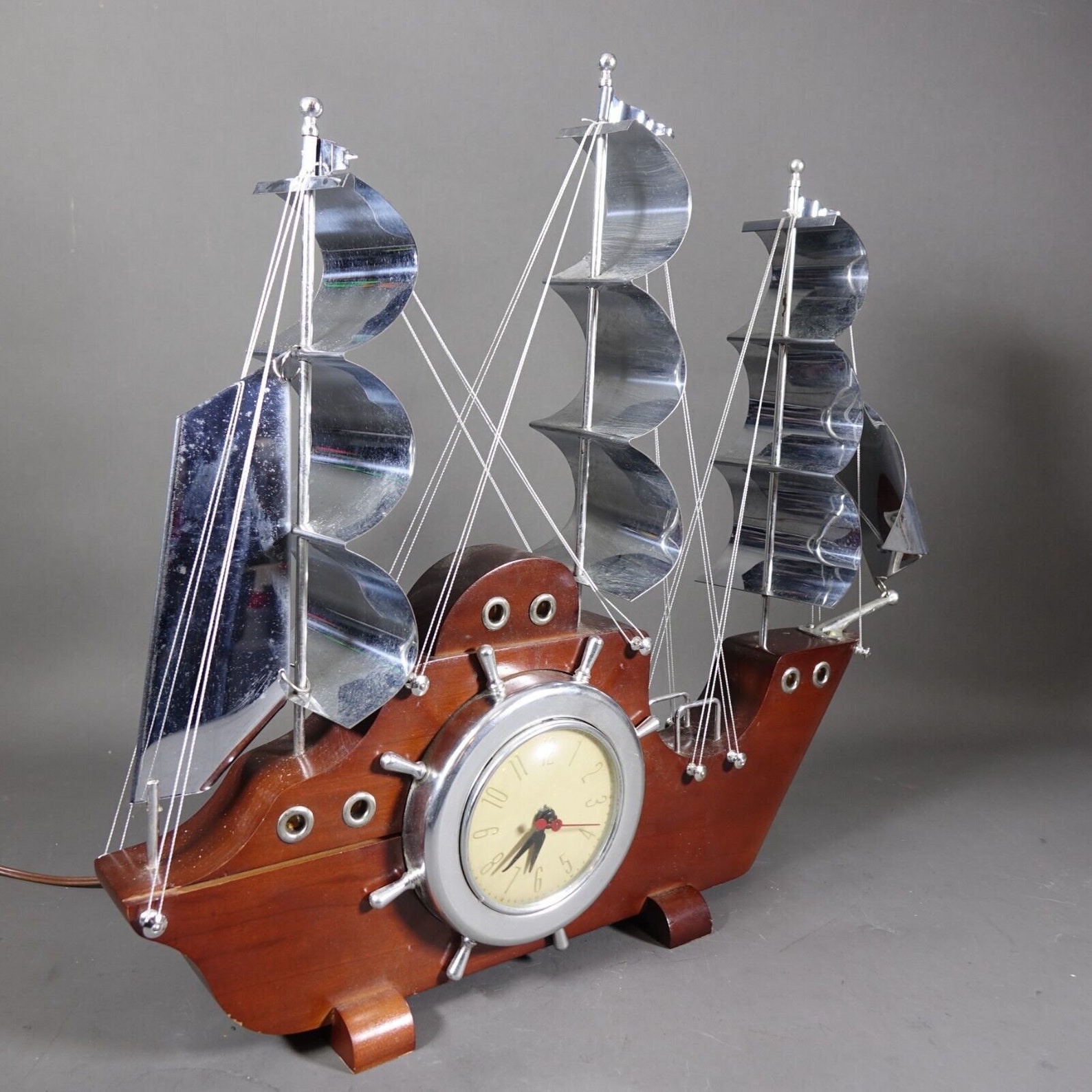 Gibraltar Clock Sailing Ship Wood and Metal 20” Runs Great & Complete ...