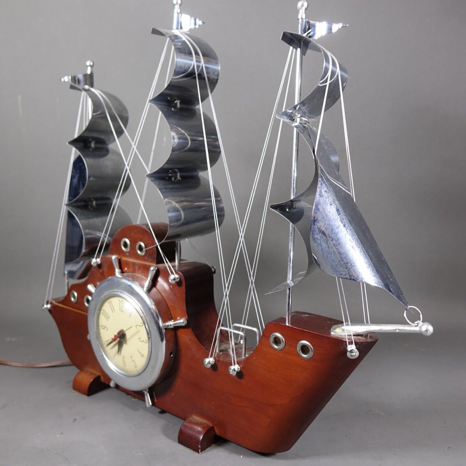 Gibraltar Clock Sailing Ship Wood and Metal 20” Runs Great & Complete ...