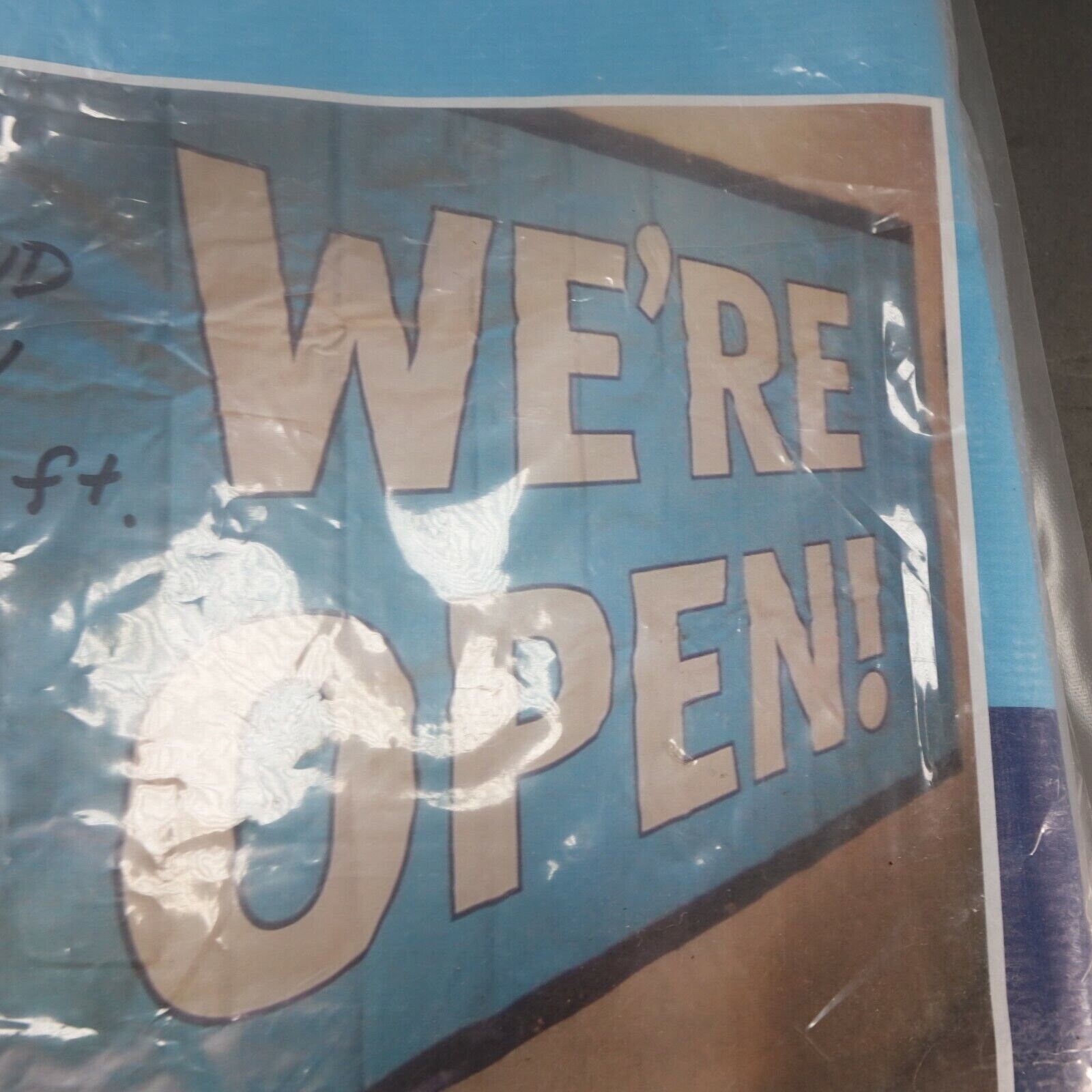 7 Ft. by 4 Ft. We're Open Banner Vinyl Banner W/ Metal Grommets Blue ...