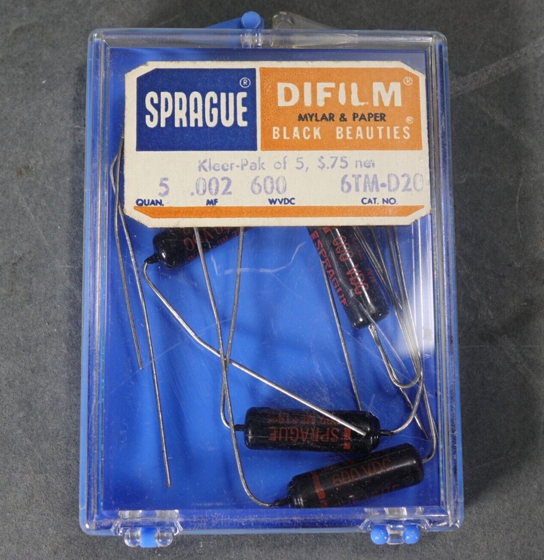 Vintage Sprague 6TM-D20 BLACK BEAUTY Capacitor .002MF 600VDC Quantity ...