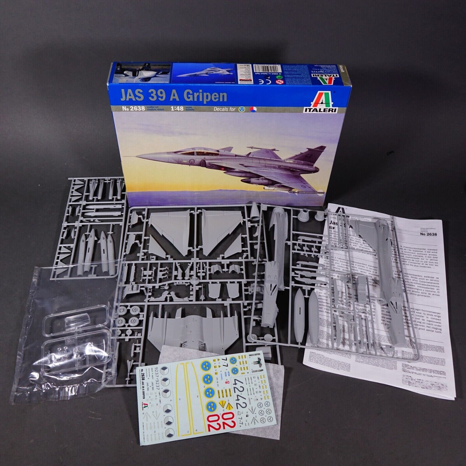 Italeri JAS 39 A Gripen Plastic Model Airplane Kit 1/48 Scale ITA 2638 ...