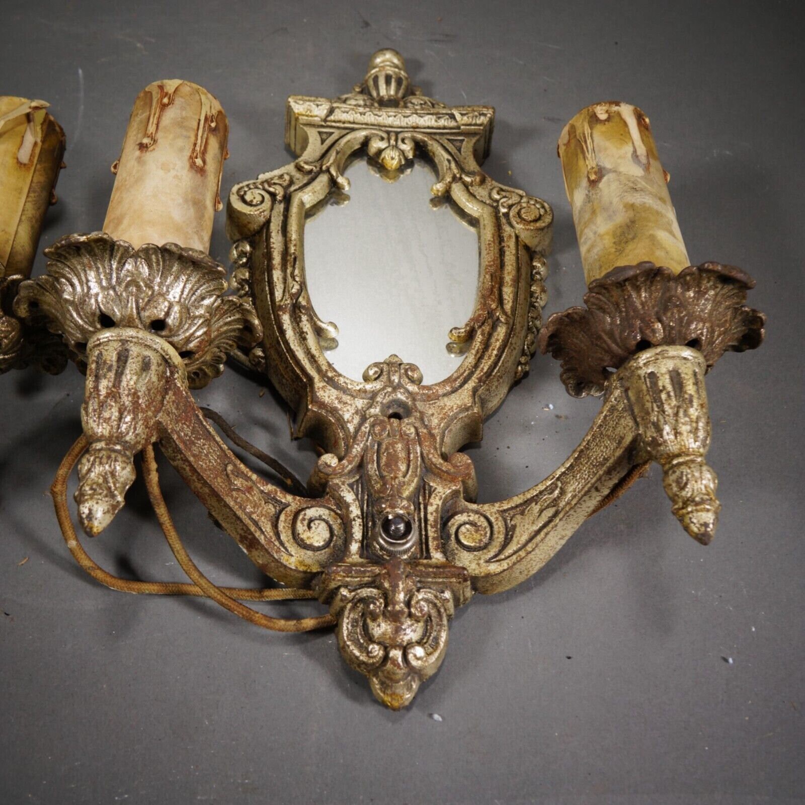 Rare Antique Polychrome Double Candle Mirror Sconces Lot A - Etsy