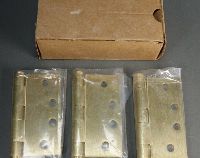Set 3 New PBB Satin Brass 4" by 4" Hinges With Box - NO SCREWS - Etsy