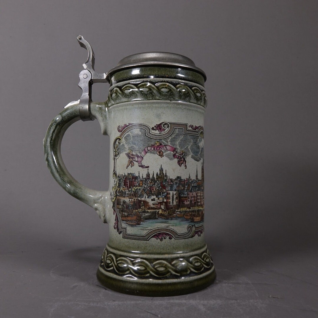 Vintage Gerzit German Colonia, Coeln Stein 7 1/4" Tall Lidded Nos New ...