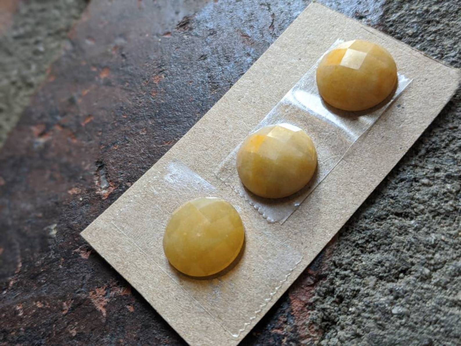 16mm Yellow Jade Topaz round Cabochon faceted gemstone / cab / | Etsy