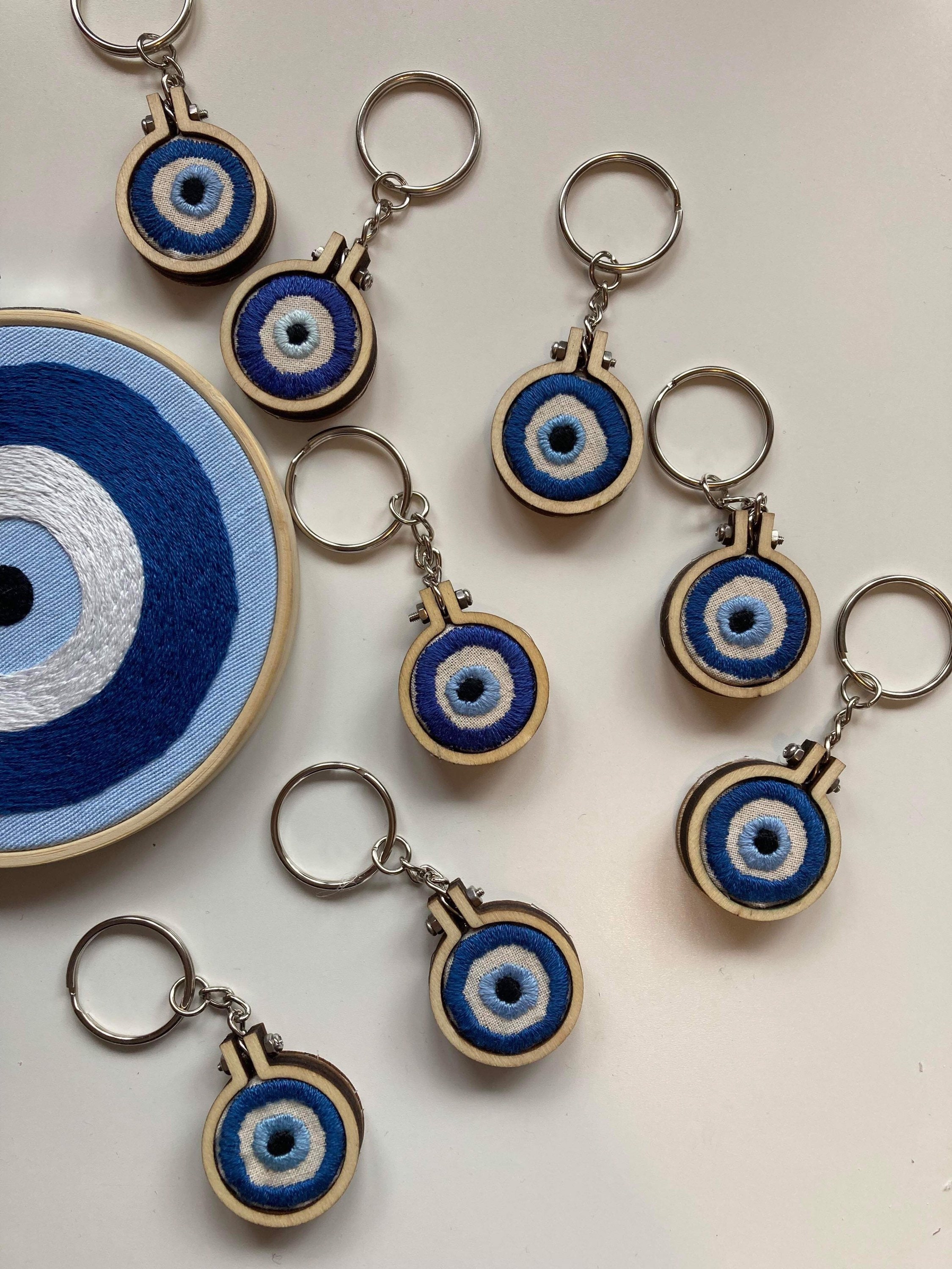 Nazar protection From the Evil Eye Hand Embroidered Mini Key Chains ...