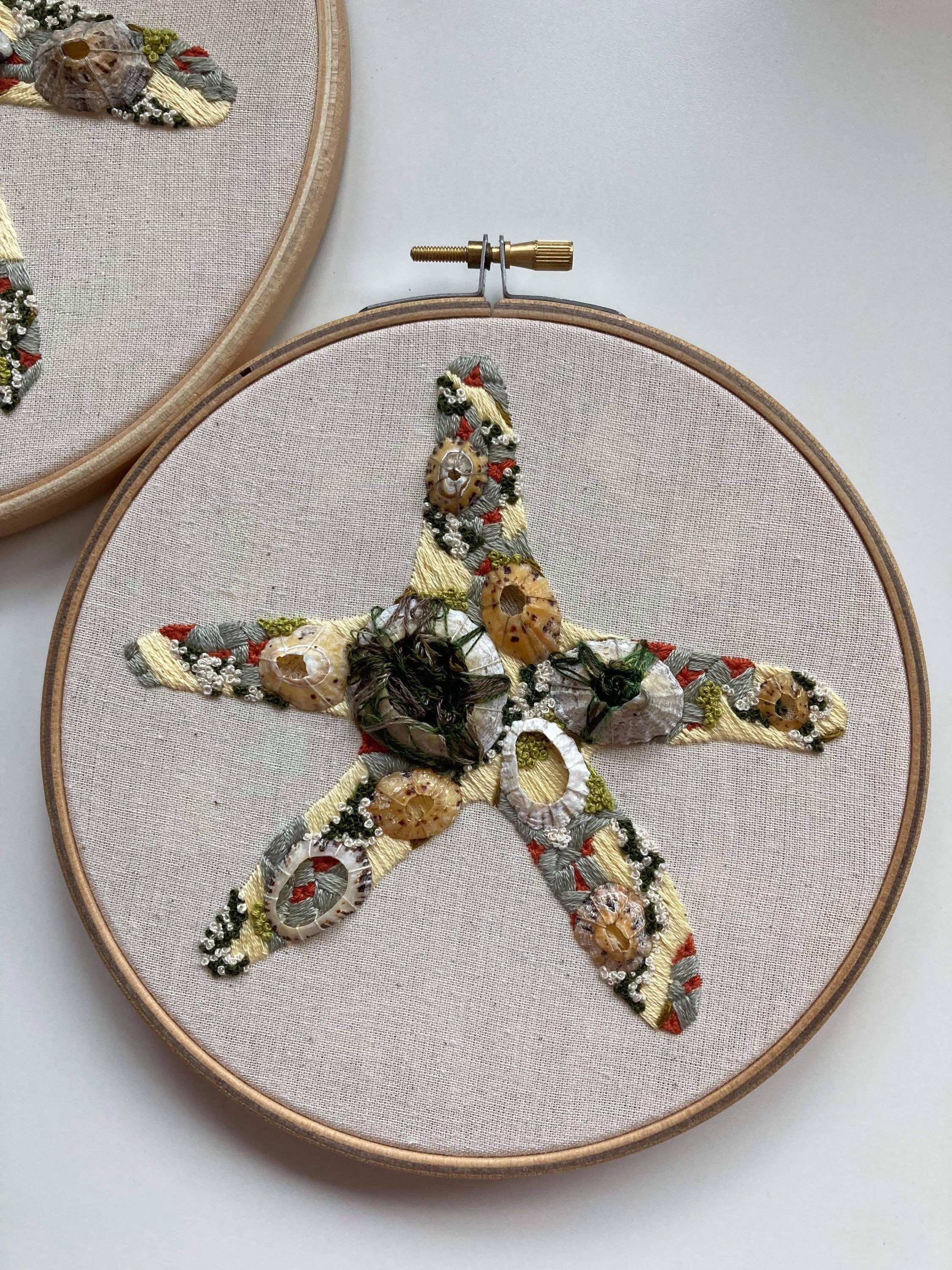 Rock Pool Starfish 6 Hand Embroidery on Calico Beach - Etsy Australia