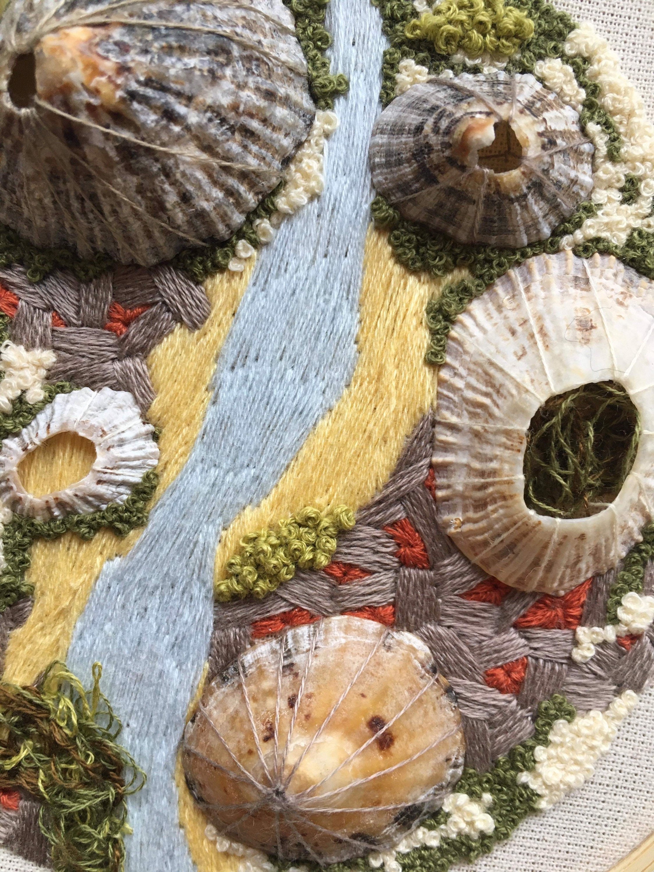 Rock Pool II 5 Inch Hand Embroidery With Shells From Cornwall, St Ives ...