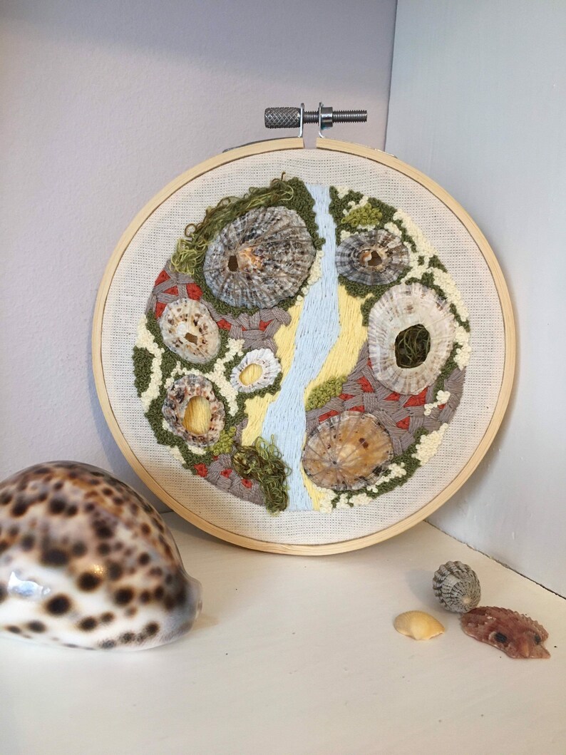 Rock Pool II 5 Inch Hand Embroidery With Shells From Cornwall, St Ives ...