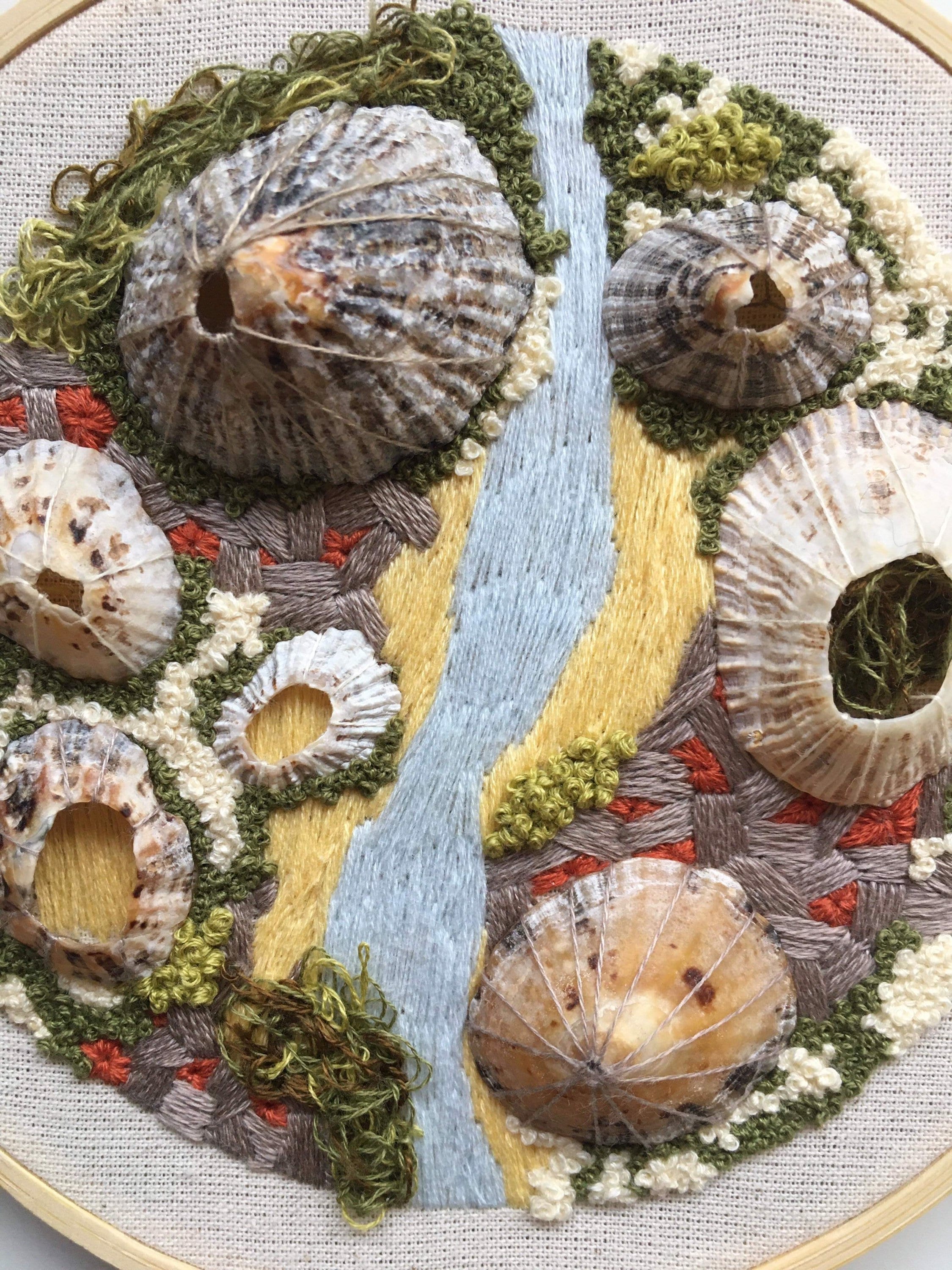 Rock Pool II 5 Inch Hand Embroidery With Shells From Cornwall, St Ives ...