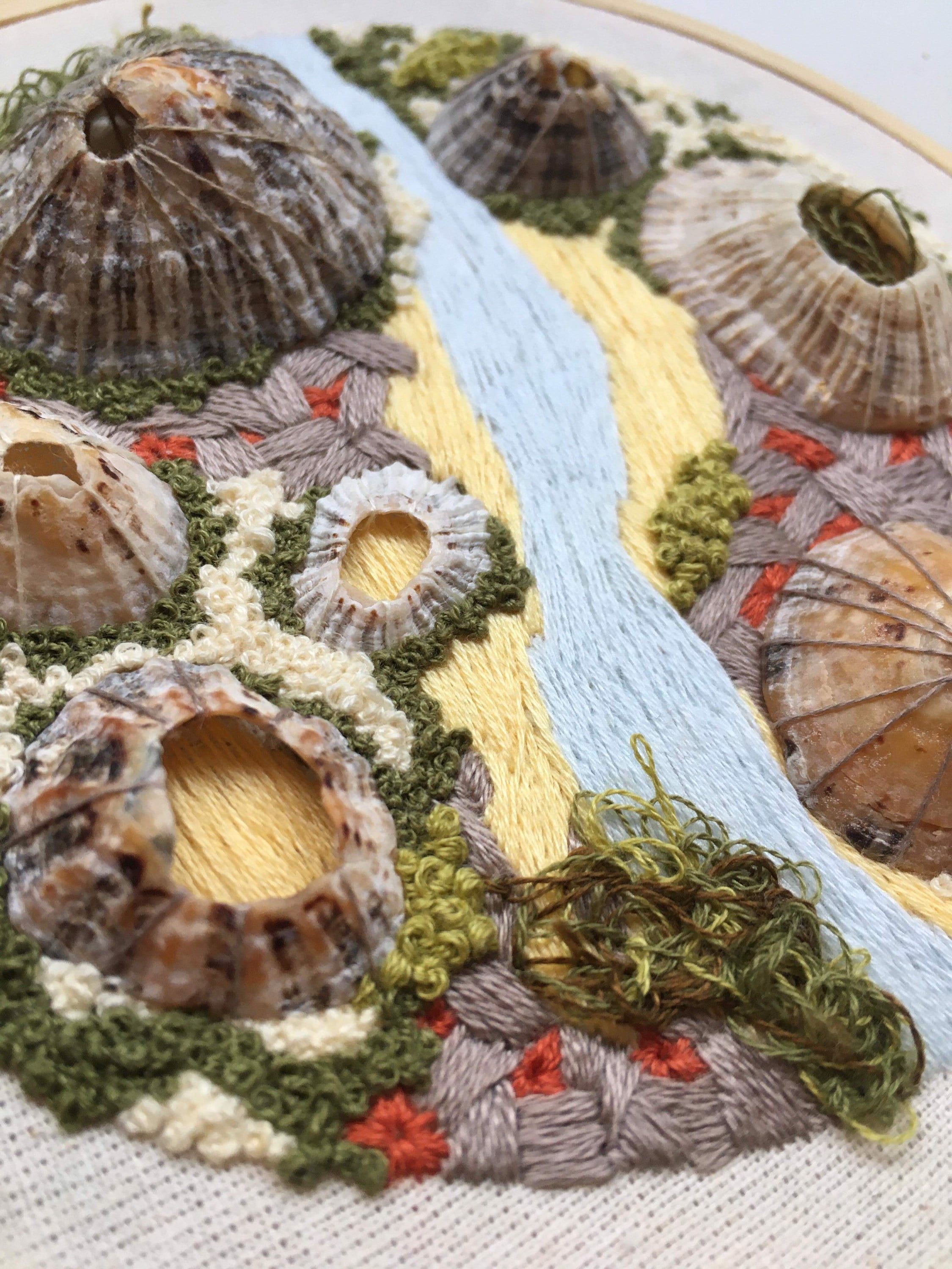 Rock Pool II 5 Inch Hand Embroidery With Shells From Cornwall, St Ives ...