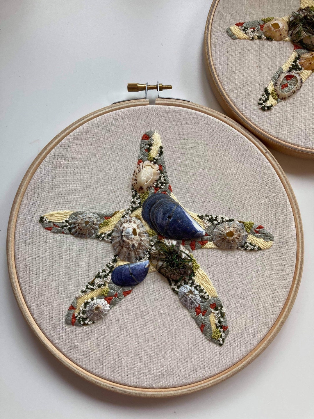 Rock Pool Starfish 7 Hand Embroidery on Calico With - Etsy