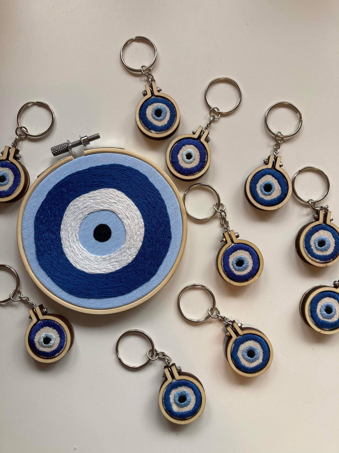 Nazar protection From the Evil Eye Hand Embroidered Mini Key Chains ...