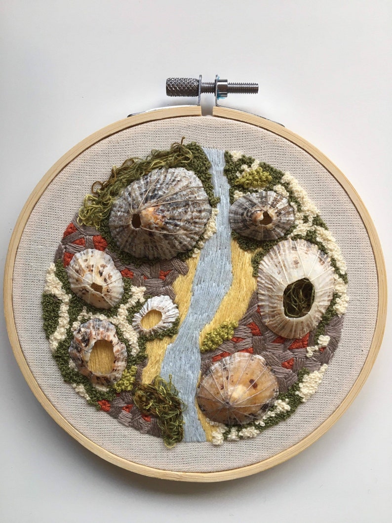 Rock Pool II 5 Inch Hand Embroidery With Shells From Cornwall, St Ives ...