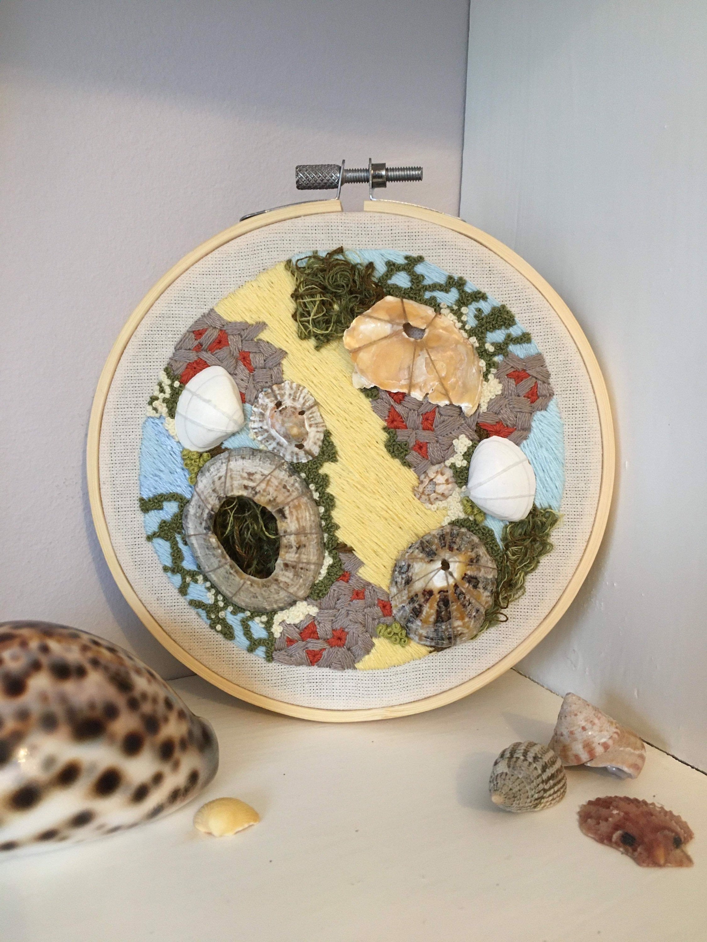 Rock Pool I - 5 Inch Hand Embroidery With Shells From Cornwall, St Ives ...