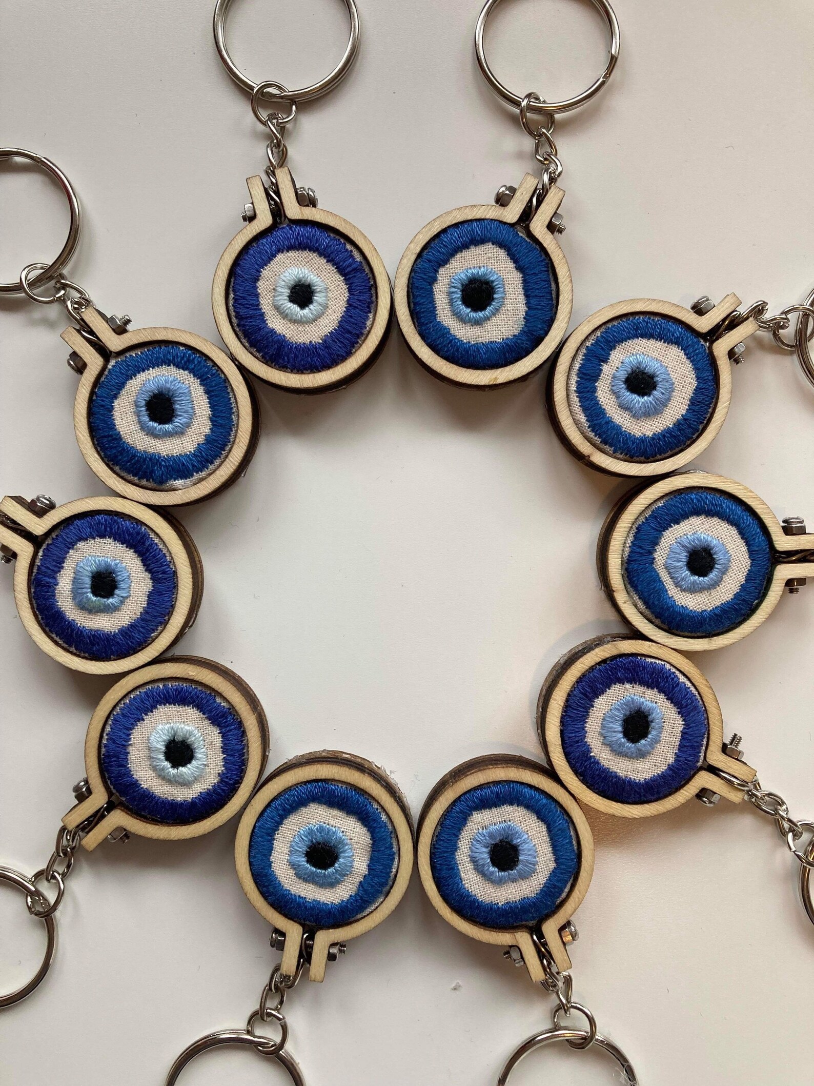 Nazar protection From the Evil Eye Hand Embroidered Mini Key Chains ...