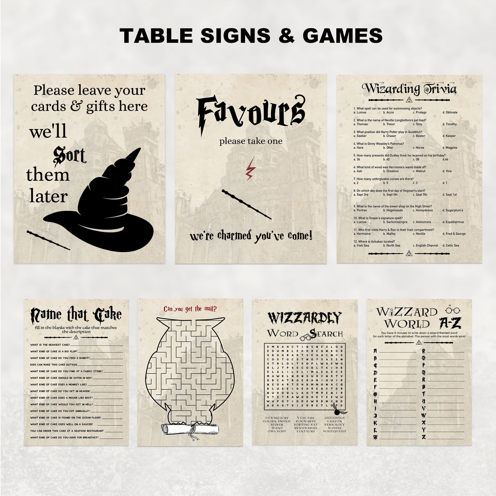 Wizard Birthday Party Games, PRINTABLE, Witch Themed Party Activities ...