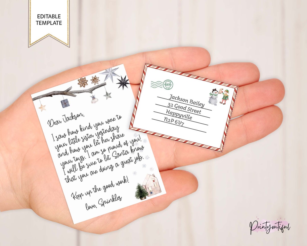 Editable Mini Elf Letters & Envelopes, Printable Miniature Christmas ...