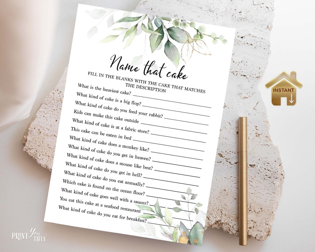 Printable Name That Cake Bridal Shower Games Bridal Brunch - Etsy