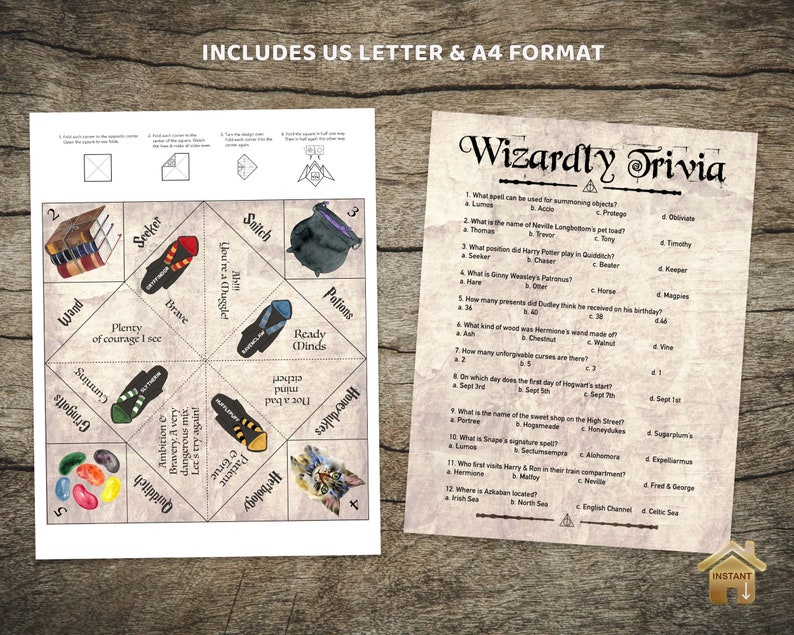 Printable Wizard Birthday Party Games & Trivia Quiz Magic - Etsy